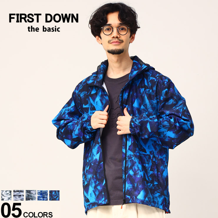 【楽天市場】ファーストダウンベーシック ジャケット FIRST DOWN BASIC ナイロンジャケット ウィンドブレーカー 撥水 ポケッタブル 総柄プリント フルジップ 4451033メンズ ...