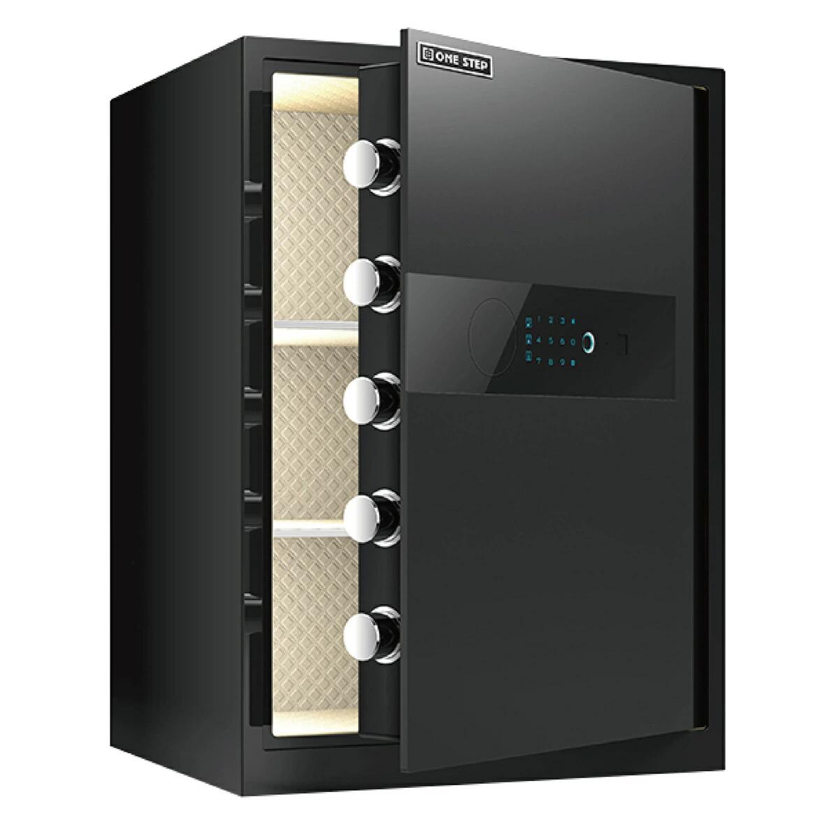 【楽天市場】【24日1：59迄使える10％OFFcp!】ONE STEP 電子金庫 タッチパネル金庫 指紋認証金庫 アラーム機能付き 貴重品保管 オフィス 家庭用 壁付け対応 (60cm, 黒 ...
