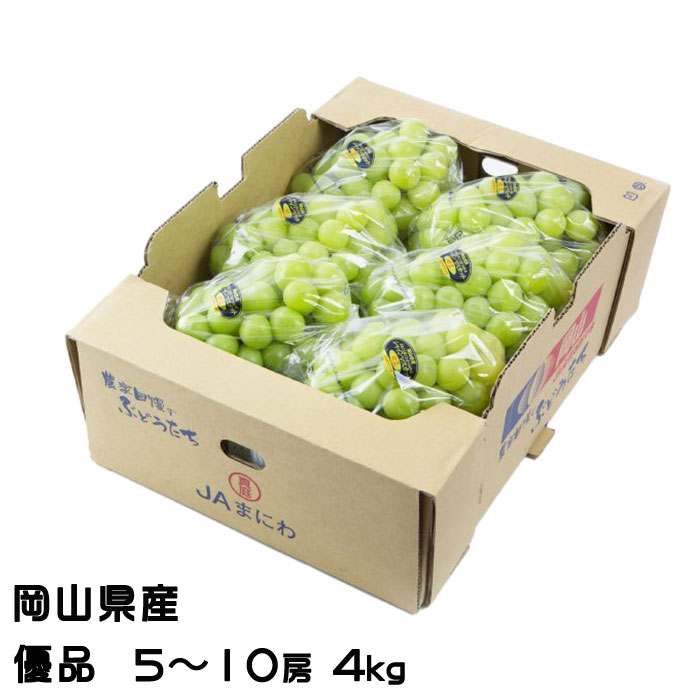 【楽天市場】ぶどう シャインマスカット 晴王 優品 5～10房 4kg 岡山県産 葡萄 ブドウ：はちやフルーツ楽天市場店