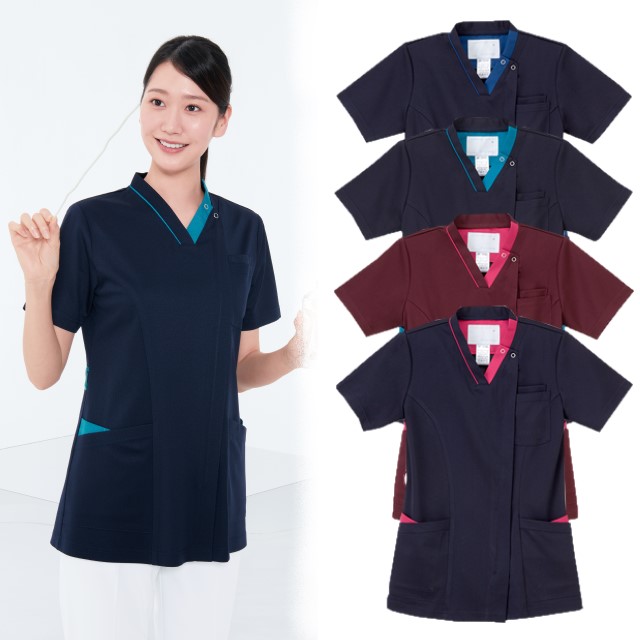 【楽天市場】RF5122 ナガイレーベン ナースウェア スクラブ 女性用 半袖 前開き フロントファスナー PHSポケット 接触冷感素材 ...