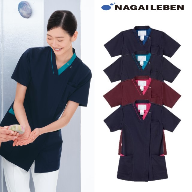【楽天市場】RF5122 ナガイレーベン ナースウェア スクラブ 女性用 半袖 前開き フロントファスナー PHSポケット 接触冷感素材 ...
