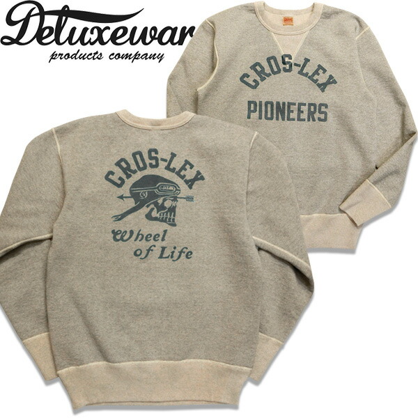 【楽天市場】Deluxeware（デラックスウエアー）プリントスウェットシャツS101-42 CROS-LEX【杢GRAY.BEI】：HALLO-WIN