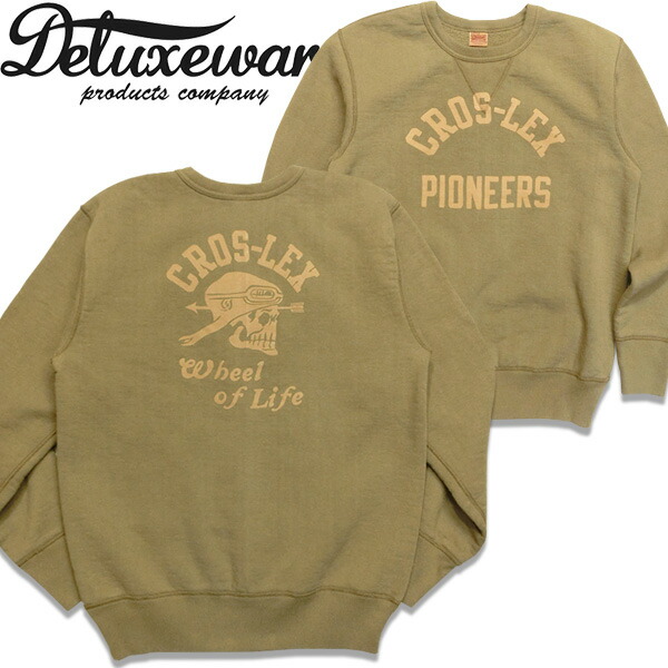 【楽天市場】Deluxeware（デラックスウエアー）プリントスウェットシャツS101-42 CROS-LEX【DP.KHAKI】：HALLO-WIN