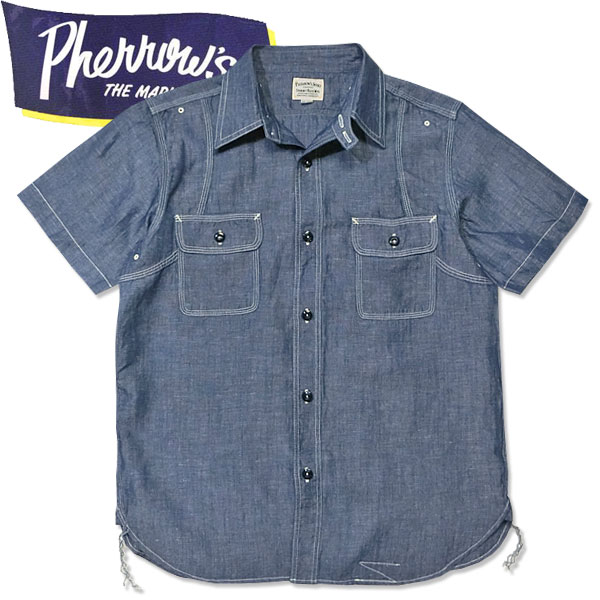 【楽天市場】PHERROW'S (フェローズ ）半袖シャンブレーワークシャツ25S-770WSS【SAX サックス】：HALLO-WIN