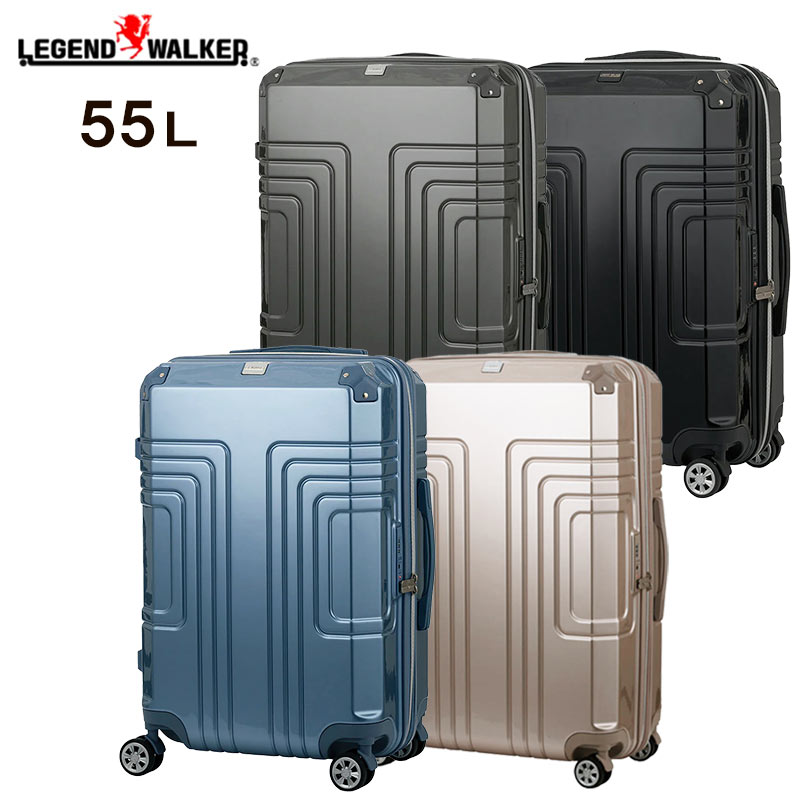 【楽天市場】レジェンドウォーカー 5519-57 容量拡張 抗菌内装 撥水ポケット ハードケース 鏡面 55L 64L 2泊 3泊 4泊 ...