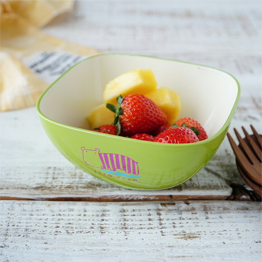 【楽天市場】【クーポン配布中】isso ecco(イッソ エッコ) アニマル スクエアボウル 12.5cm グリーン (お取り寄せ品）ABS樹脂 // 日本製 アウトドア食器 電子レンジOK ...