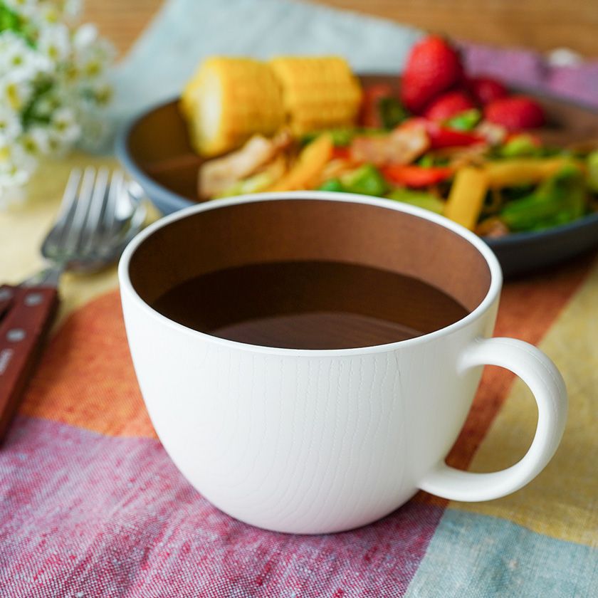 【楽天市場】【クーポン配布中】isso ecco(イッソ エッコ) 木目調 カップ 450ml ホワイト (お取り寄せ品） ABS樹脂 // 日本製 アウトドア食器 電子レンジOK 食洗機OK ...