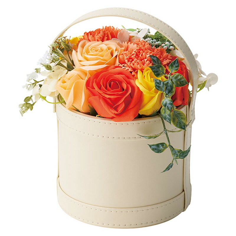 【楽天市場】【ソープフラワー】松野ホビー/シャボン合皮ラウンドBOX オレンジ/GM-5035【01】 プリザーブドフラワー フレグランス ...