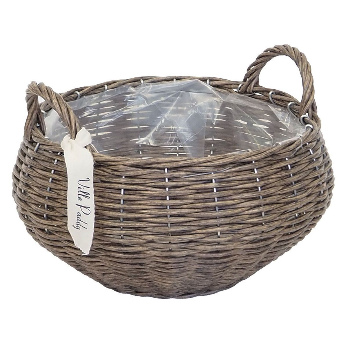 【楽天市場】村田屋産業/PPラタンバスケット丸平型SGray/3199【07】 花器、リース 花かご・フラワーバスケット フェイク素材 ...