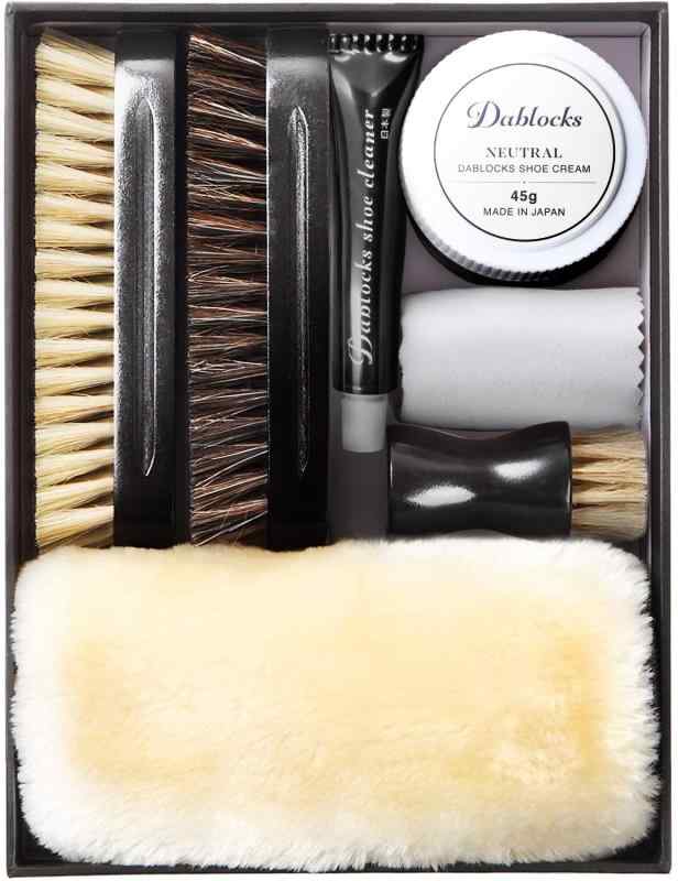 【楽天市場】[DABLOCKS] 靴磨きセット 馬毛、豚毛ブラシ付き かんたんお手入れ：花りぼん