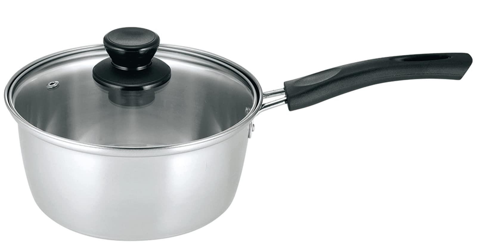 【楽天市場】カクセー(Kakusee) 片手鍋 18cm 満水2L サビにくい ステンレス製 ガラス蓋 軽い IH対応 ニルワーカ NW-02 シルバー：hanamaru01楽天市場店