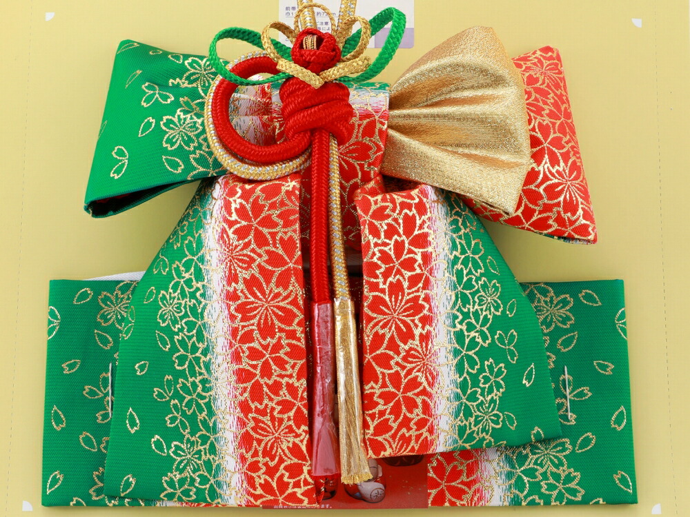 【楽天市場】七五三 三歳用 帯飾り付き 結び帯 小寸 単品 箱なし グリーン sy-250-150：華みち