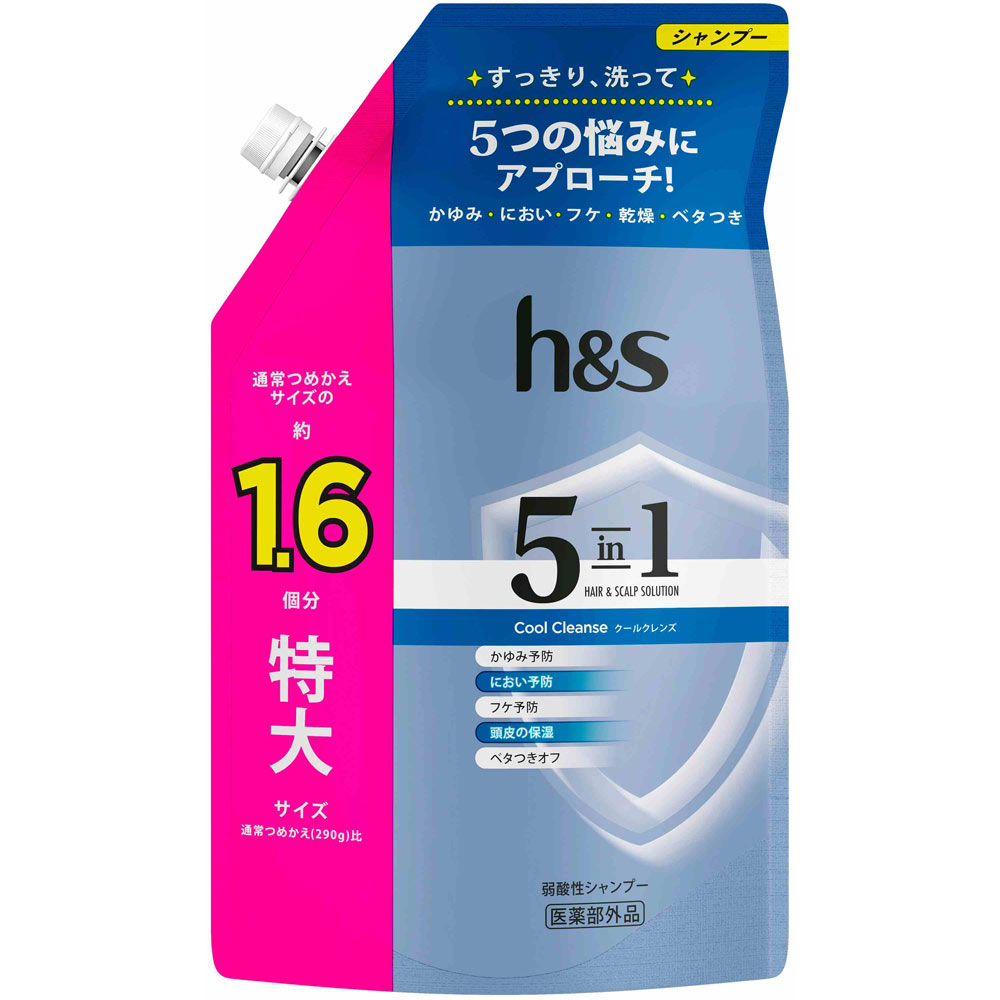 【楽天市場】P&G h&s 5in1 クールクレンズシャンプー つめかえ特大サイズ 460g(4987176310767)【メール便発送】：花x花ドラッグ楽天市場店