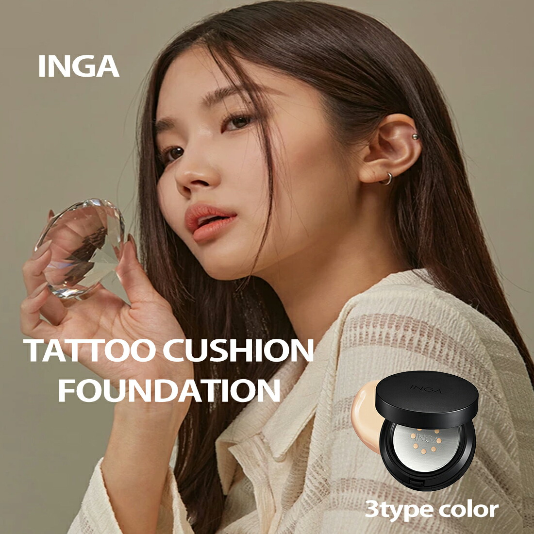 【楽天市場】INGA インガ タトゥー クッション ファンデ INGA 選べる3type SPF35 PA++ 韓国コスメ ファンデーション 化粧品 inga カバー力 20代 30代 40代 ...