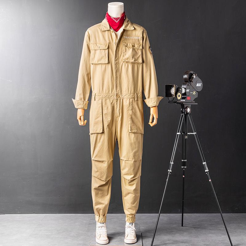 【楽天市場】つなぎ アメリカン レトロ 作業着 ジャンプスーツ メンズ マイクロパターン カジュアル 長袖 オールインワン イベント 衣装 ...