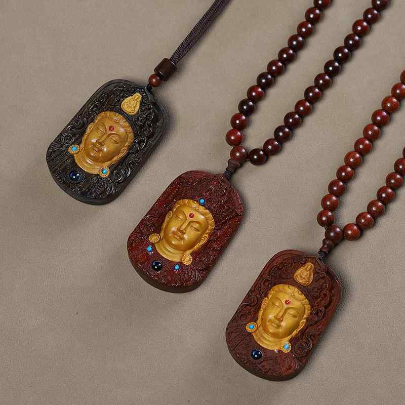 【楽天市場】ネックレス ペンダント 彫刻 観音菩薩 リラックス 瞑想 仏教 伝統的 紫檀 仏様 コンパクト 携帯用 首掛け 持ち運び ...