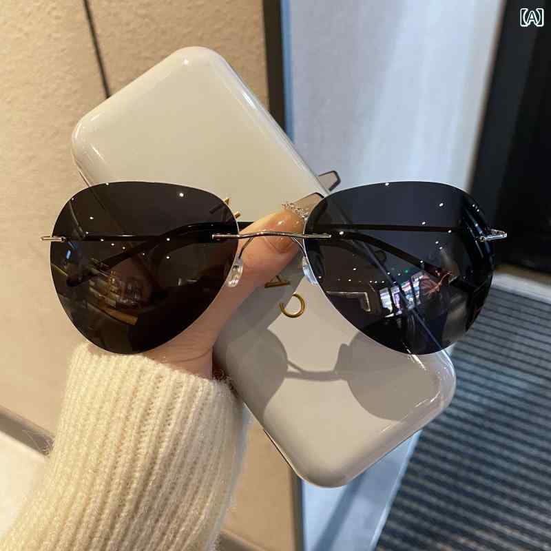 【楽天市場】サングラス 昼夜兼用 夜使用 パイロット カエル型 はまぐり フレームレス 縁なし 黄色レンズ 変色 目見える 透ける 四角顔 ...