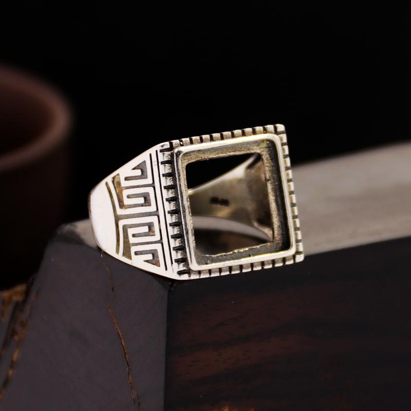 【楽天市場】指輪 空枠 はめ込み diy S925 シルバー リング ホルダー レトロ メンズ 宝石なし スクエア ジュエリー 空枠 ワイド アクセサリー ファッション 台座 開口部調節可能 ...