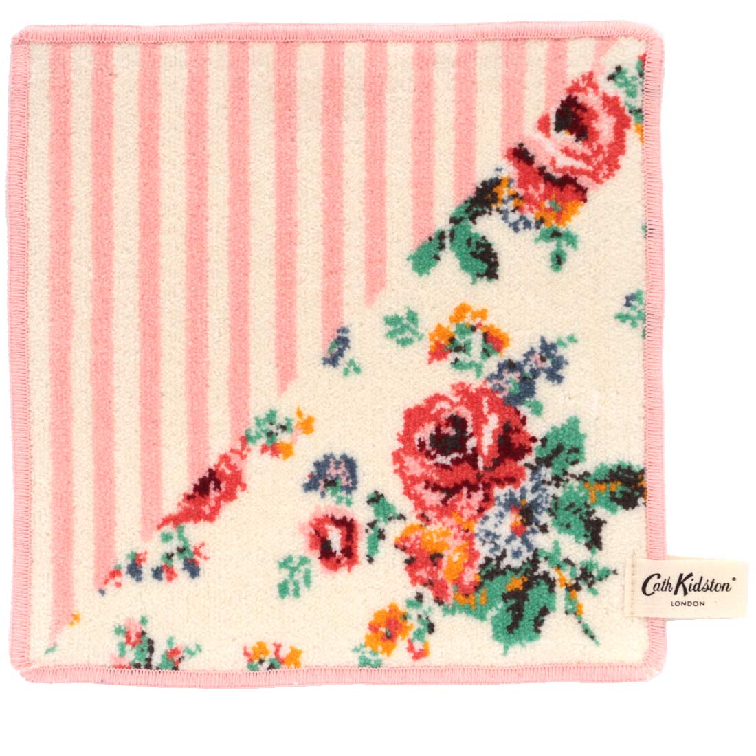 【楽天市場】キャス キッドソン シェニール織 タオルハンカチ フラワー＆ストライプ アイボリー │ Cath Kidston ギフト ...