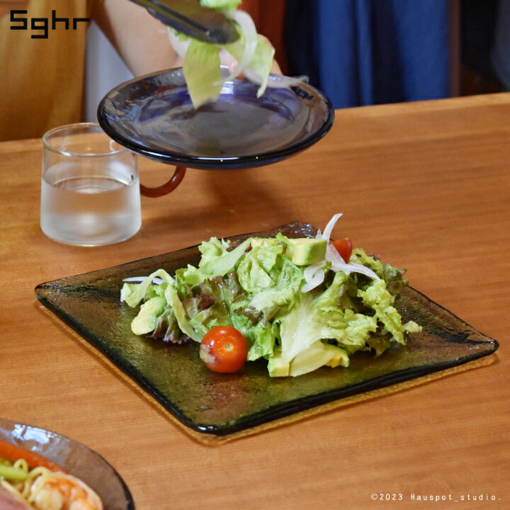 【楽天市場】皿 おしゃれ ガラスプレート 角形 Sghr Recycle 角形プレート 24cm (約)24.0cm×24.0cm スガハラ ガラス Sghr sugahara glass ...