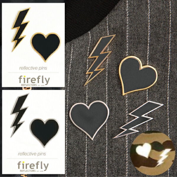 【楽天市場】ピンズ型 ジュエリー リフレクター Reflective Pins (1 set) アクセサリー ブローチ ハート 稲妻 gold ...