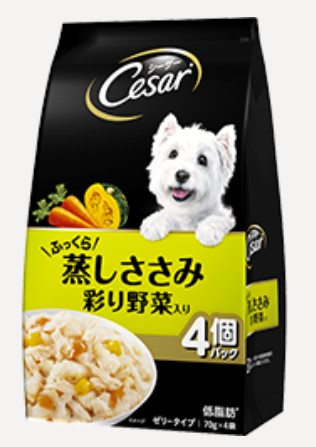 【楽天市場】【スーパーセール15%OFFクーポン配布中】シーザー ふっくら蒸しささみ 彩り野菜入り 70g×4【賞味期限 20270913 ...