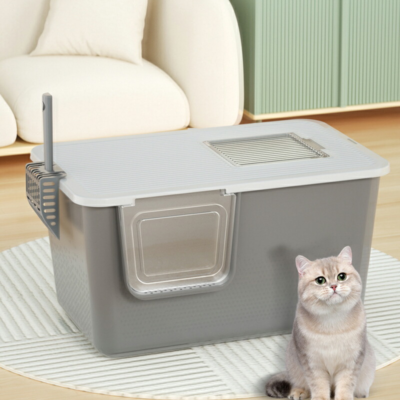 【楽天市場】【送料無料】大型 猫トイレ メガ 本体 カバー 猫 ねこ ネコ ネコトイレ ねこトイレ 大きめ 深い 深め 高い 高め 飛び散ら ...