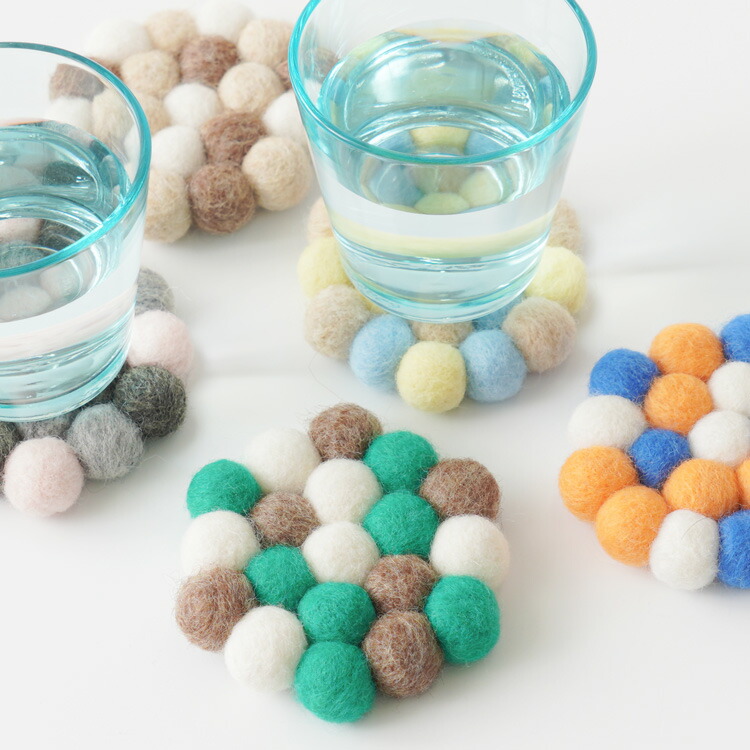 【楽天市場】ポイント10倍 FELTEA ニードルでつくるフェルトボールのコースター 全4色 ニードルフェルト 水フェルト 手芸 綿 原ウール ...