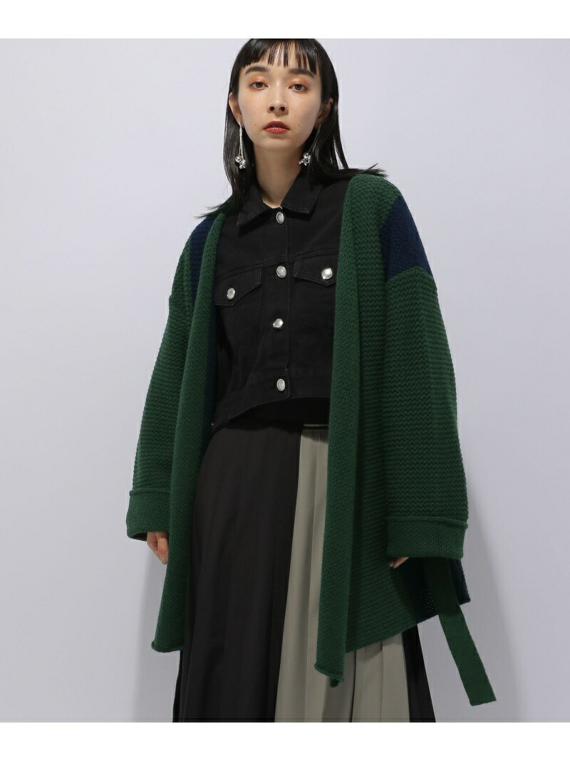 【楽天市場】【SALE／50%OFF】(W)ハイショクミドルニットガウン HARE ハレ トップス ニット グリーン ブラック【RBA_E ...