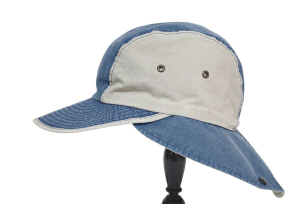 【楽天市場】フランス製 MISTRALミストラル 上げ下げできる日よけつき ハブロック バイカラー キャップ ストーンウォッシュ 柔らか ...