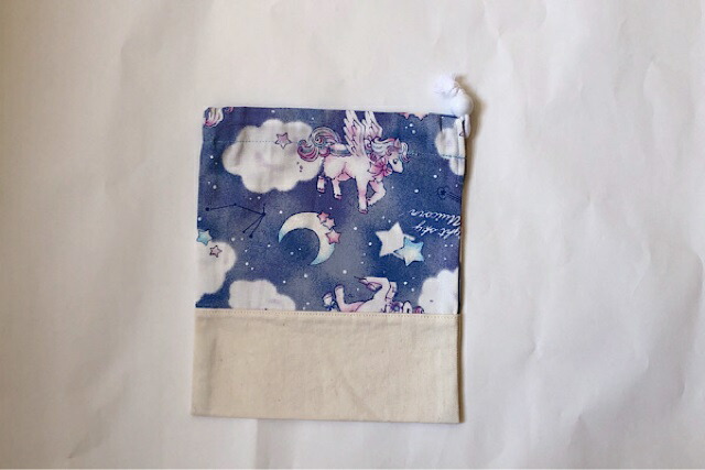 【楽天市場】【lefua_hand made】現品限り！ ハンドメイド コップ袋に最適！縦20×横17サイズ ユニコーン青：手仕事雑貨 月のしずく