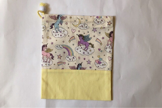 【楽天市場】【lefua_hand made】現品限り！ ハンドメイド コップ袋に最適！縦20×横17サイズ ユニコーン黄：手仕事雑貨 月のしずく