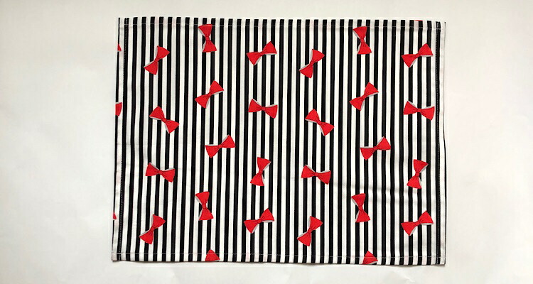 【楽天市場】【lefua_hand made】現品限り！ ハンドメイド ランチョンマット 30×40cm ストライプリボン黒：手仕事雑貨 月のしずく