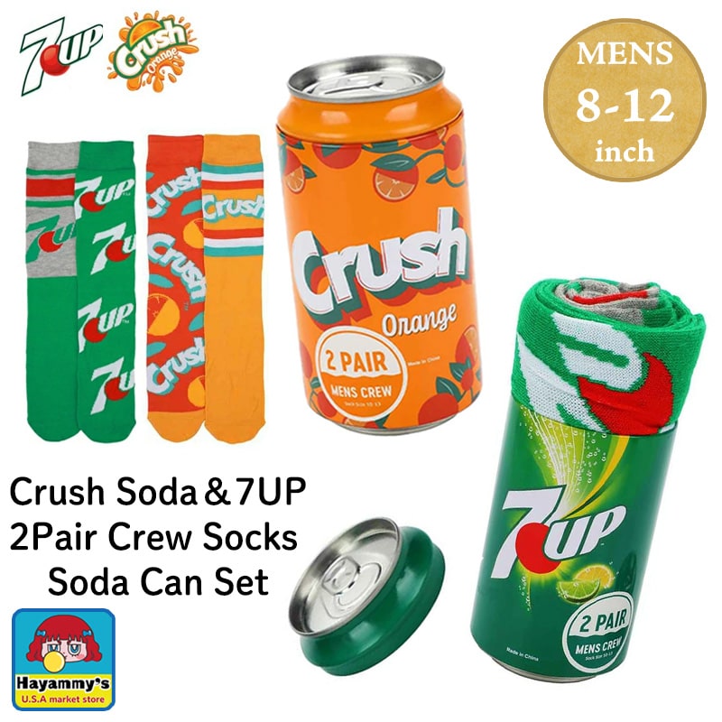 【楽天市場】靴下 かわいい クラッシュソーダ 7UP 選べる ソックス 2足セット 2P 缶 小物入れ オレンジ グリーン おしゃれ セブン ...