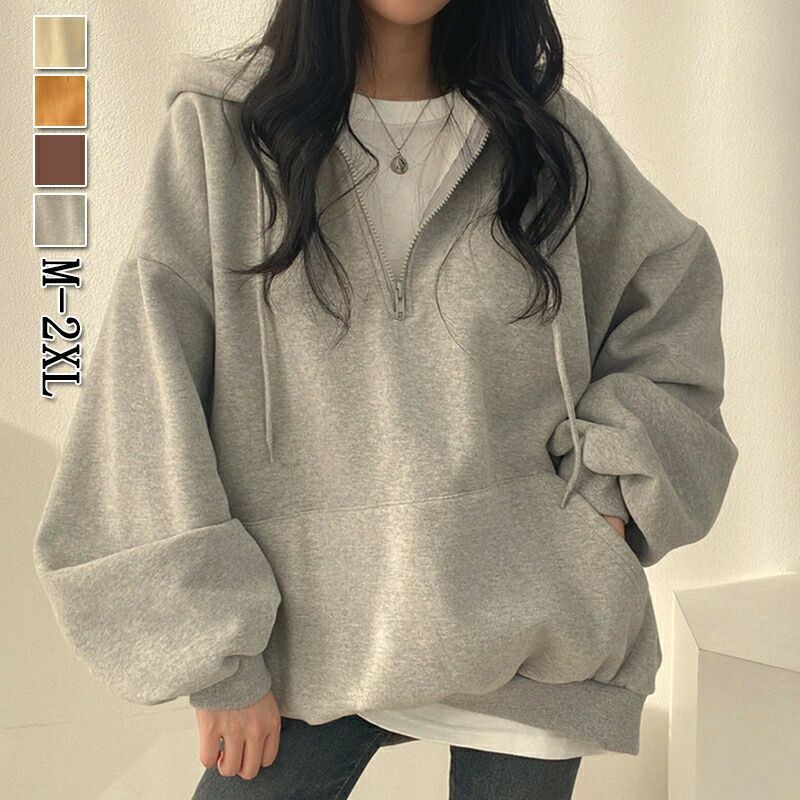 【楽天市場】アンズ 新作 レディース ギャル ストリート 大きいサイズ 冬 秋 韓国ファッション 長袖 トップス フード 裏起毛 オーバーサイズ：hayashop