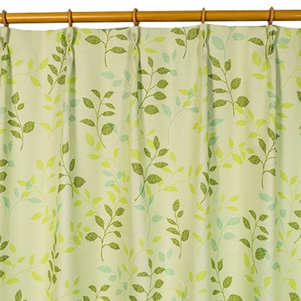 【楽天市場】九装 2枚組 カーテン シルフ 100×135cm グリーン 遮光カーテン リーフ柄 丸洗い可：ホームセンターグッデイ楽天市場店