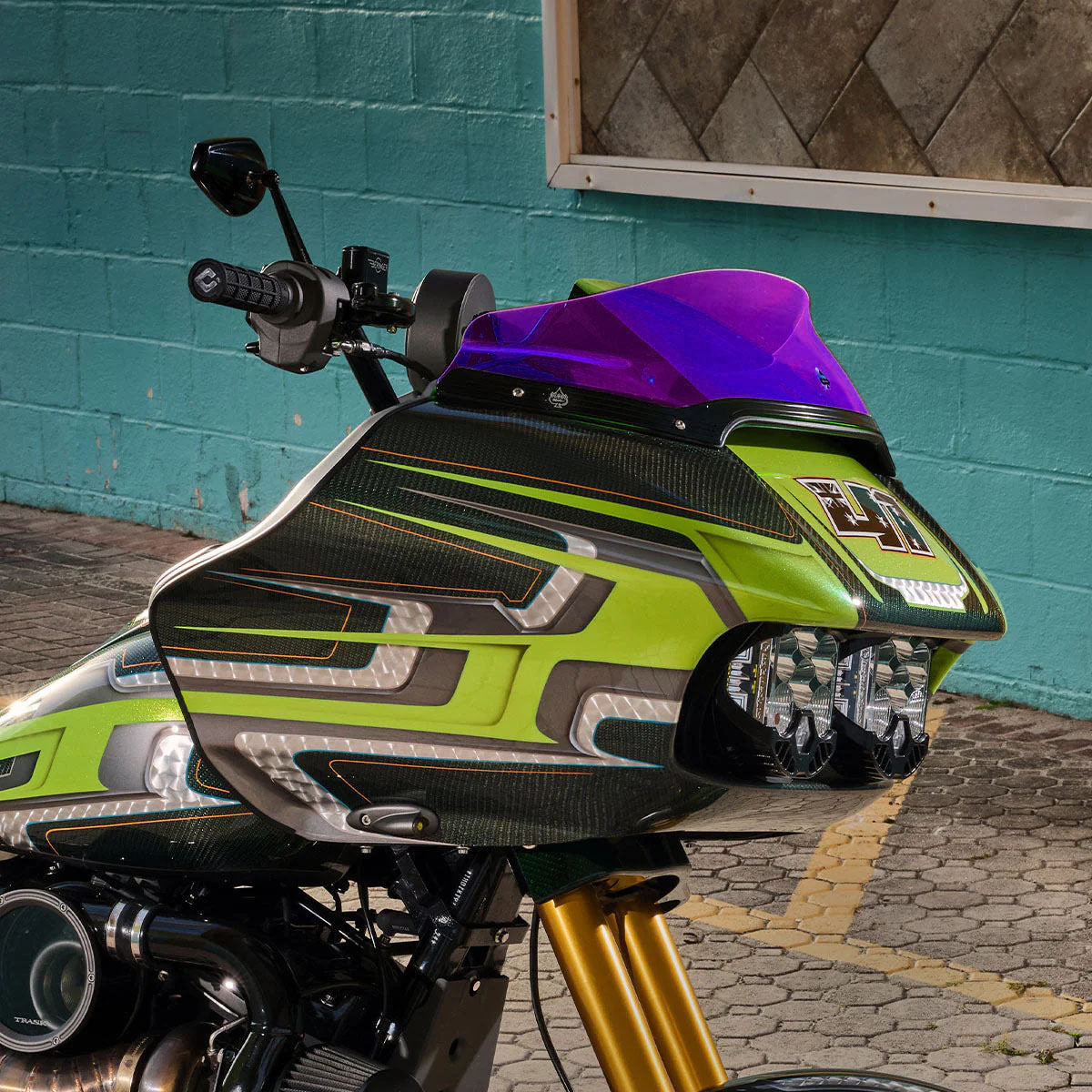 【楽天市場】2015以降ロードグライド KOLOR FLARE ウインドシールド 6インチ パープル 【KLOCK Werks】KWW-01 ...