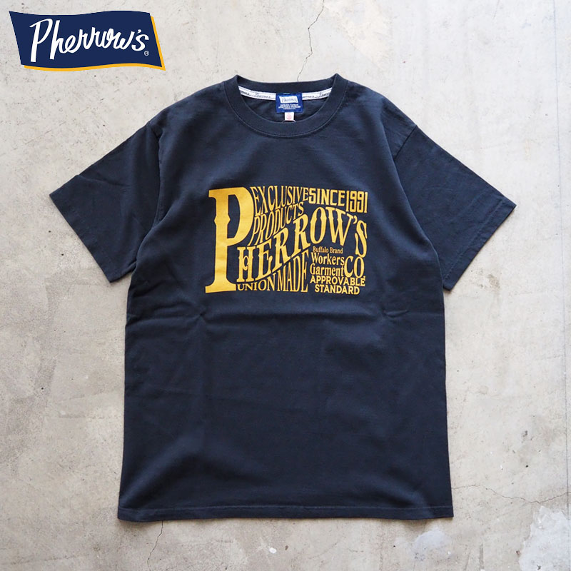 【楽天市場】PHERROW'S フェローズ Tシャツ 24S-PT19 メンズ 半袖Tシャツ アメカジ プリント ブランド おしゃれ 黒 パープル プリントTシャツ PHERROWS メール便 ...