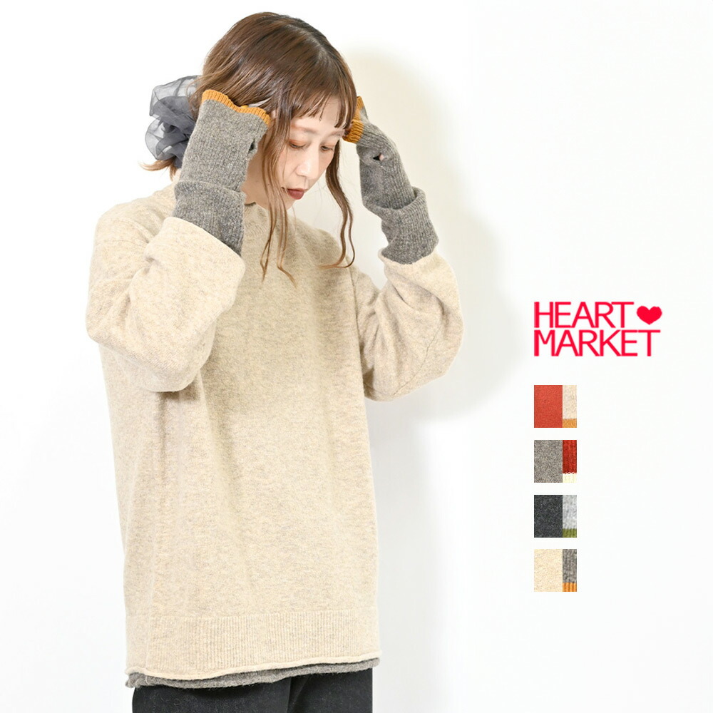 【楽天市場】【GENTIL】レイヤード風Knit ハイネックプルオーバーレディース トップス ニット プルオーバー 配色 リブ 指穴 ラメ ...