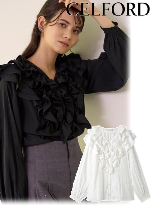 【楽天市場】【予約】(プレセール30%OFF) CELFORD セルフォード 割線フリルチュニックブラウス 24秋冬.予約 ...
