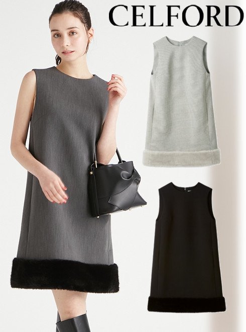 【楽天市場】【即日出荷】(12%OFF＋300円OFF) CELFORD セルフォード 裾ファーミニワンピース 24秋冬 CWFO244104 フレアワンピース オケージョン特集【新作 ...