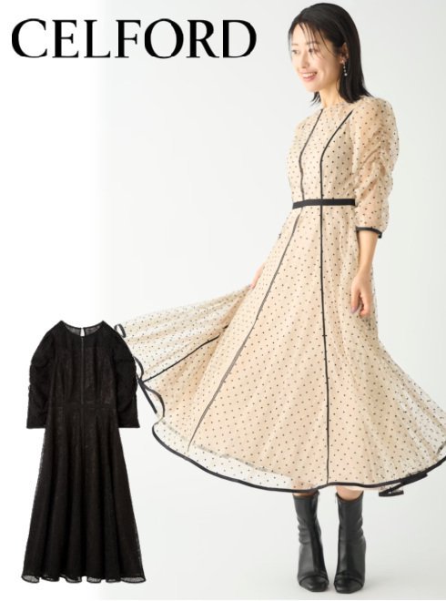 【楽天市場】【即日出荷】(12%OFF) CELFORD セルフォード バリエーションレースドレス 24秋冬 CWFO244302 フレアワンピース 【新作】オケージョン特集 ...