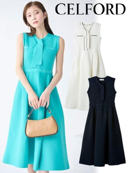 【楽天市場】【即日出荷】(新作10%OFF) CELFORD セルフォード ボウタイノースリーブニットワンピース 25春夏. CWNO252032 マキシワンピース トップス【新作 ...