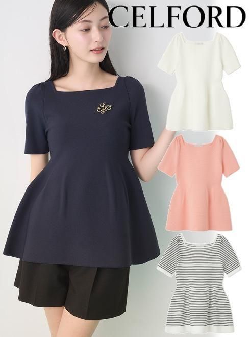 【楽天市場】【即日出荷】(マラソン10%OFF&500円OFF) CELFORD セルフォード スクエアネックペプラムニット 25春夏. CWNT252059 ニットトップス トップス【新作 ...