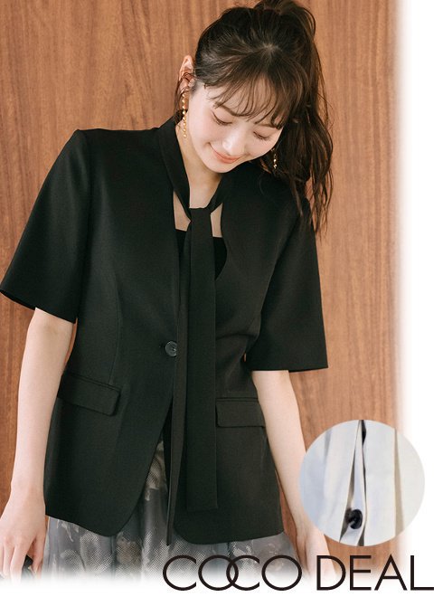 【楽天市場】【即日出荷】COCODEAL ココディール ハーフスリーブボウタイジャケット 24秋冬 74514005 ジャケット アウター【新作】秋アウター：HeartySelect 楽天市場店