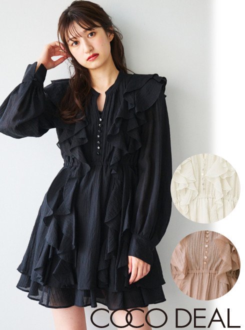 【楽天市場】【即日出荷】 COCODEAL ココディール フリルミニワンピース 24秋冬. 74615388 フレアワンピース 【新作】：HeartySelect 楽天市場店