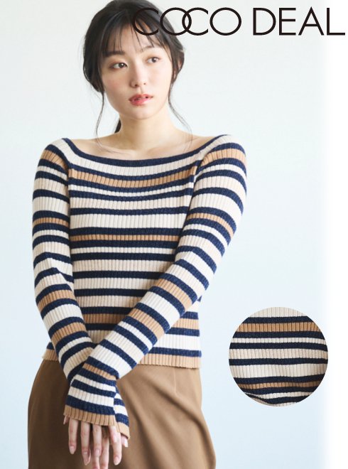 【楽天市場】【即日出荷】COCODEAL ココディール モールマルチボーダーコンパクトリブニット 24春夏 74131544 ニットトップス ニット特集：HeartySelect 楽天市場店