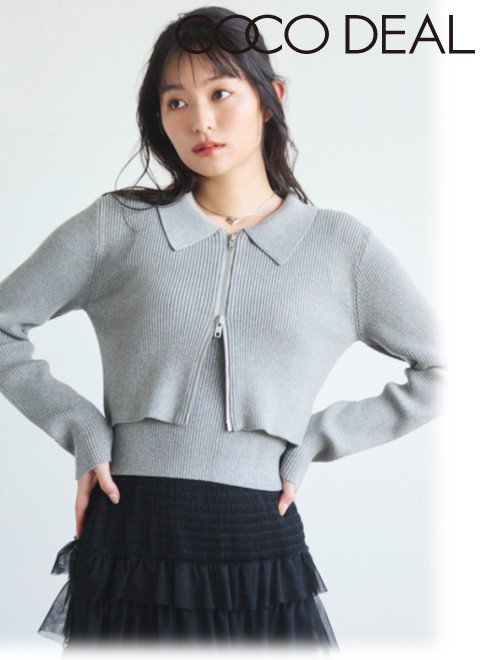 【楽天市場】【即日出荷】COCODEAL ココディール ラメ襟付きジップカーディガン 24春夏 74133034 カーディガン トップス24春アウター：HeartySelect 楽天市場店
