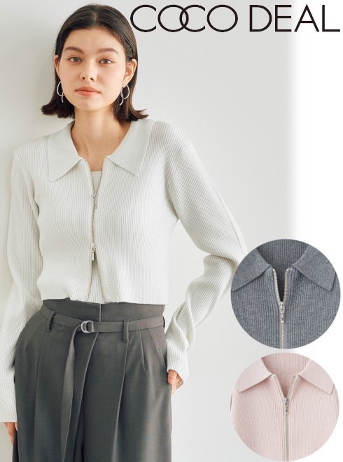 【楽天市場】【即日出荷】COCODEAL ココディール 衿付きジップラメカーディガン 25春夏 75133061 カーディガン トップス【新作】：HeartySelect 楽天市場店