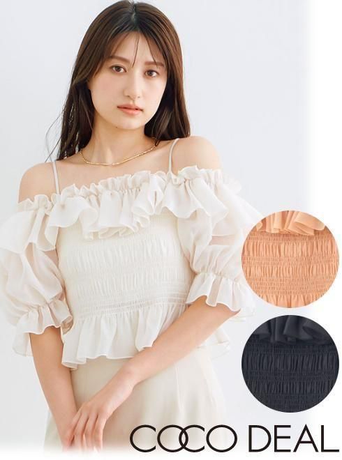 【楽天市場】【予約】COCODEAL ココディール シャーリングオフショルブラウス 25春夏.予約 75218314 シャツ・ブラウス 入荷予定 : 4月上旬～：HeartySelect 楽天市場店
